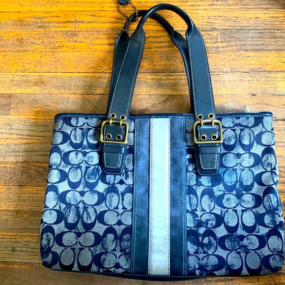 Coach | Bags | Vintage Coach Signature Denim Tiedyed Leather And Suede ...